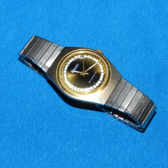Seiko | Accessories | Vintage Seiko Gold Plate Rhinestone Unbreakable ...